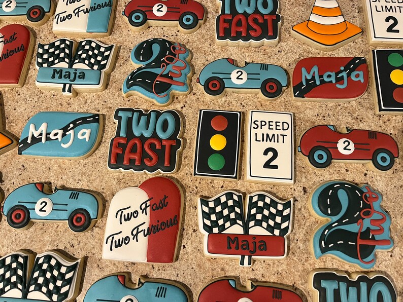 Two Fast Birthday Cookies: Race Car Party Theme - Etsy