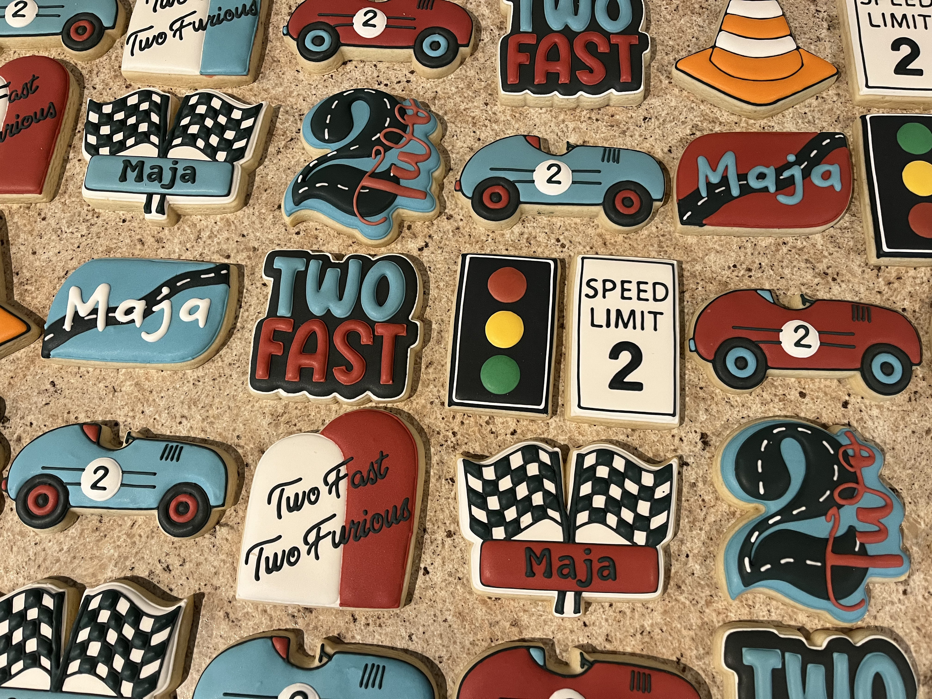 Two Fast Themed Cookies / TWO Fast Birthday Cookies / TWO Fast TWO ...