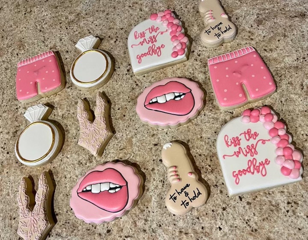 Bachelorette Themed Cookies / Kiss the Miss Goodbye Cookies / Bridal ...