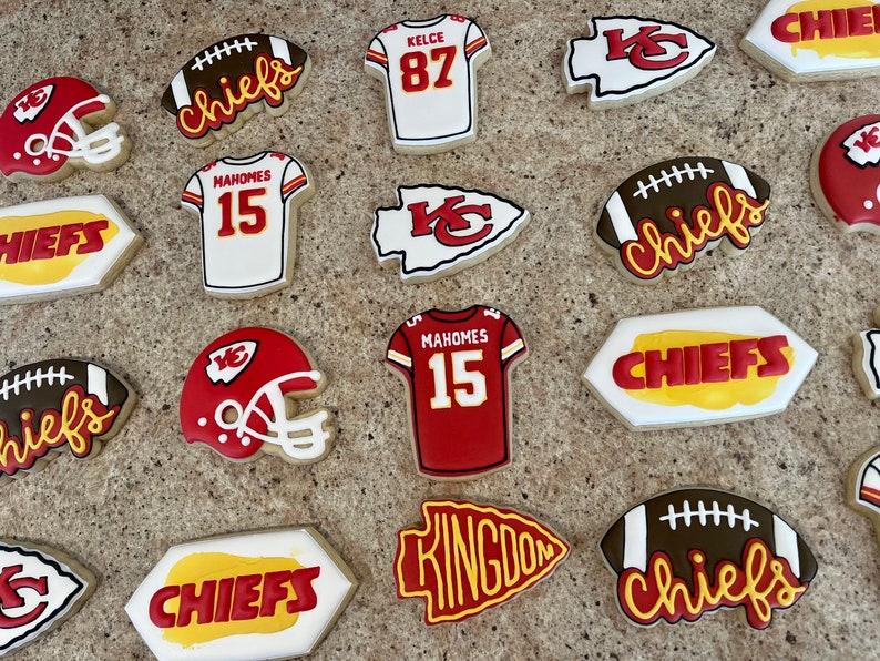 Chiefs Vanilla Bean Cookies: Football Party Favors - Etsy