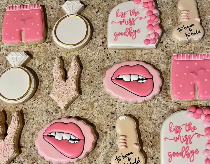 Bachelorette Themed Cookies / Kiss the Miss Goodbye Cookies / Bridal ...