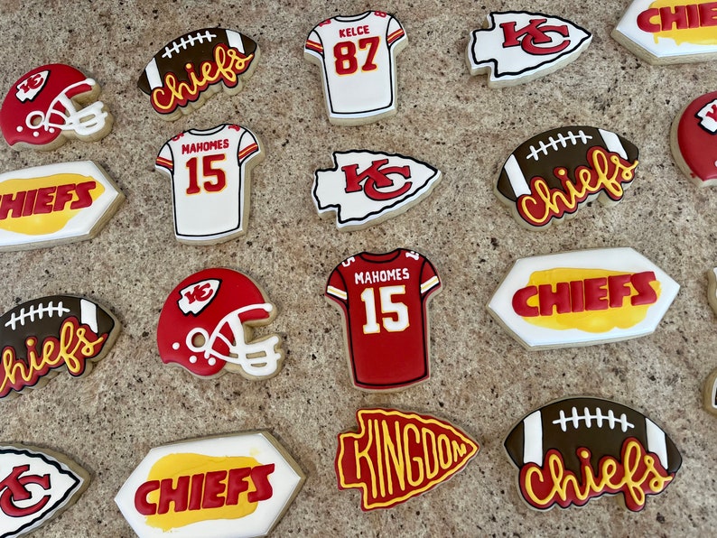 Chiefs Vanilla Bean Cookies: Football Party Favors - Etsy