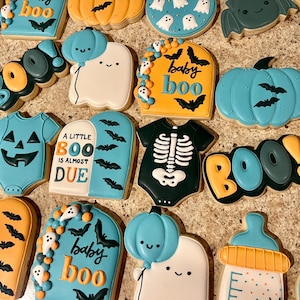 Halloween Baby Shower Cookies: "a Little Boo is Almost Due" Theme - Etsy