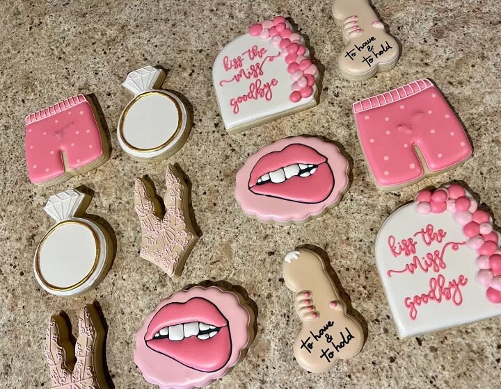 Bachelorette Themed Cookies / Kiss the Miss Goodbye Cookies / Bridal ...
