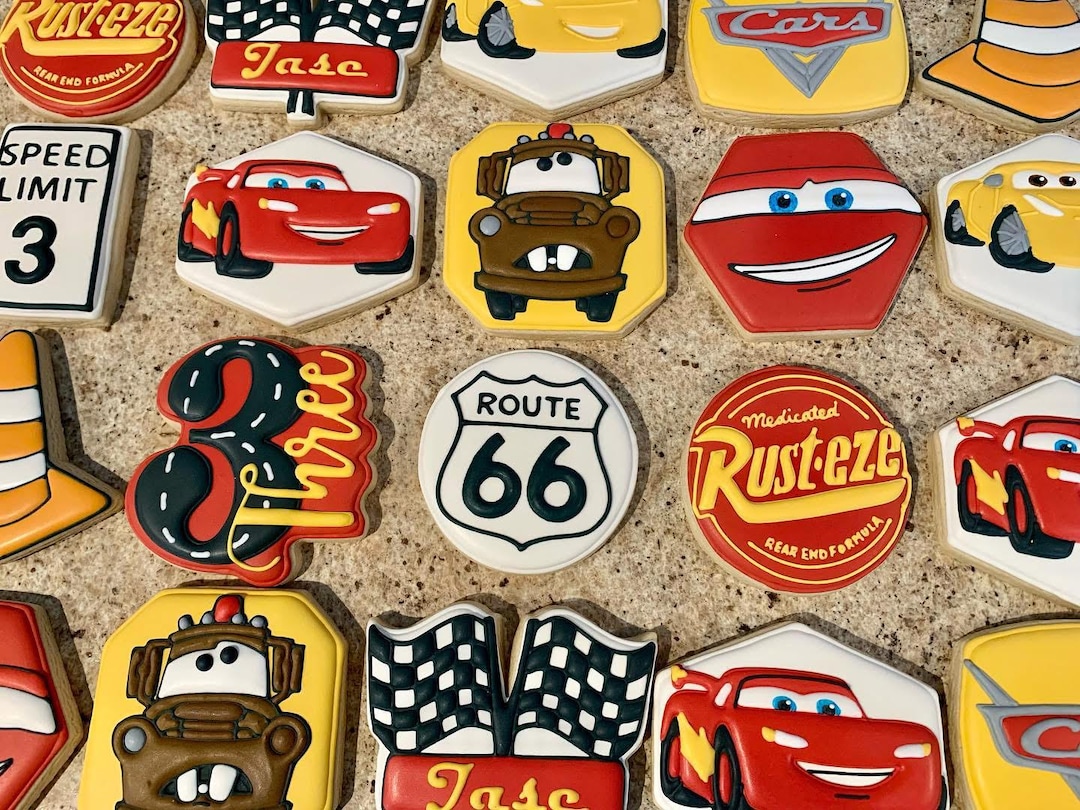 Cars Birthday Cookies: Customizable Name & Number - Etsy