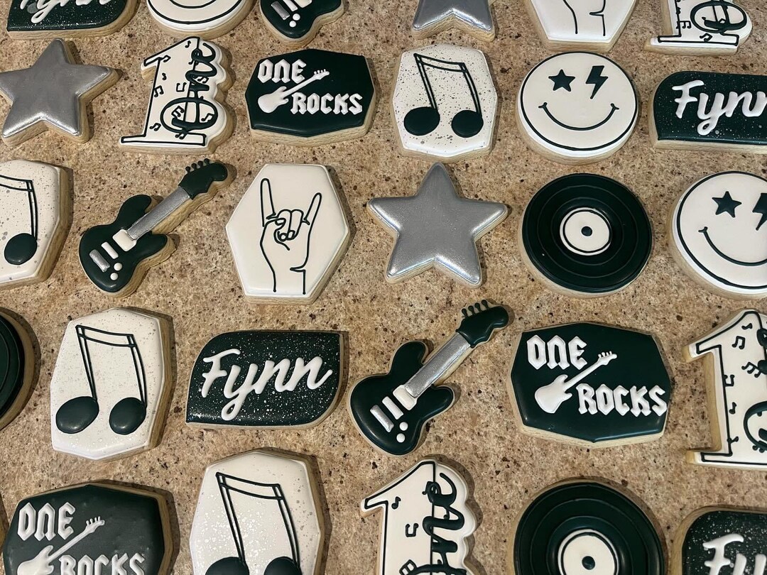 ONE ROCKS Cookies / Birthday Cookies / Birthday Custom Cookies / One ...