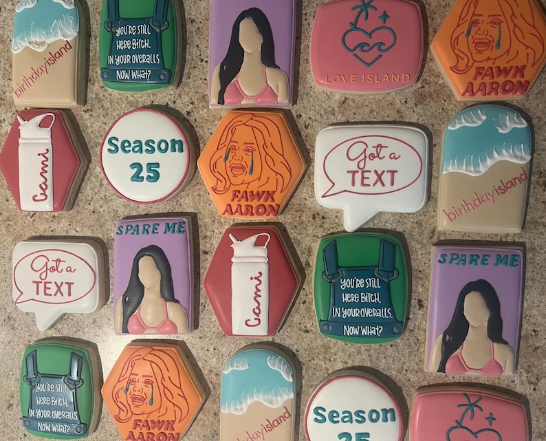 Love Island Themed Cookies: Custom Birthday Dozen - Etsy