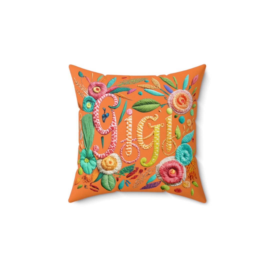 Faux Suede Pillow With Gigi on It Name Pillows Orange - Etsy