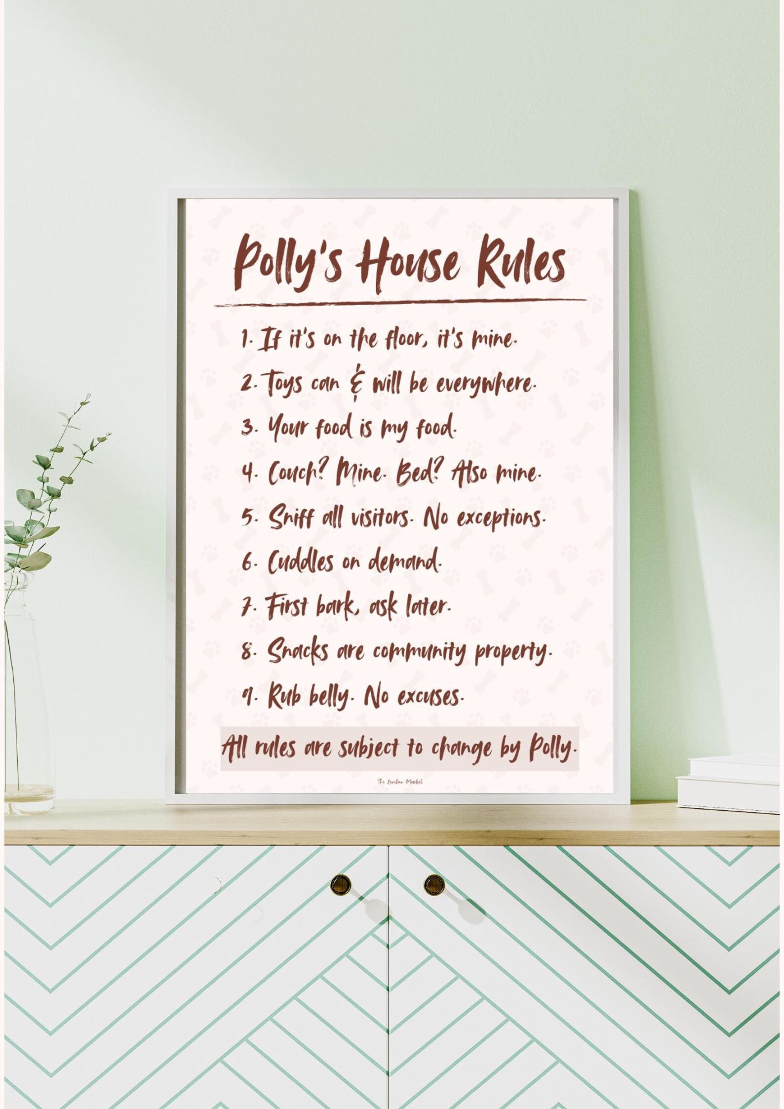 Personalised Dog House Rules Poster – Custom Funny Pet Wall Art – Add ...