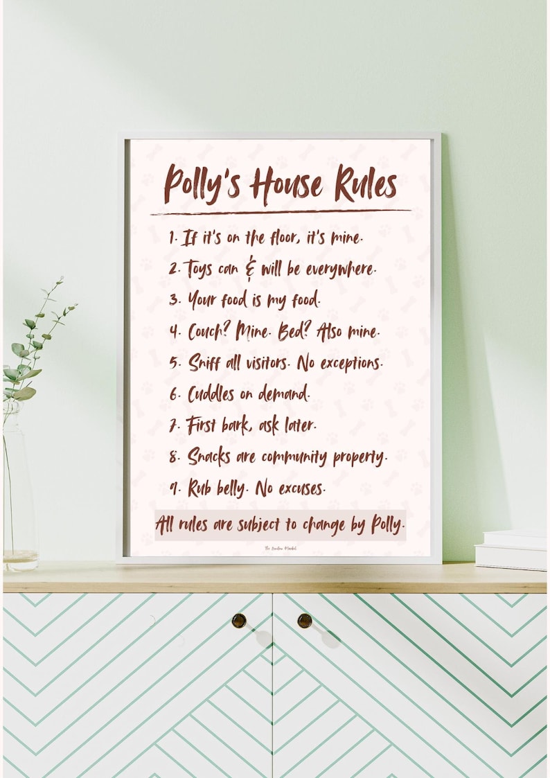 Personalised Dog House Rules Poster Custom Funny Pet Wall Art Add Your ...