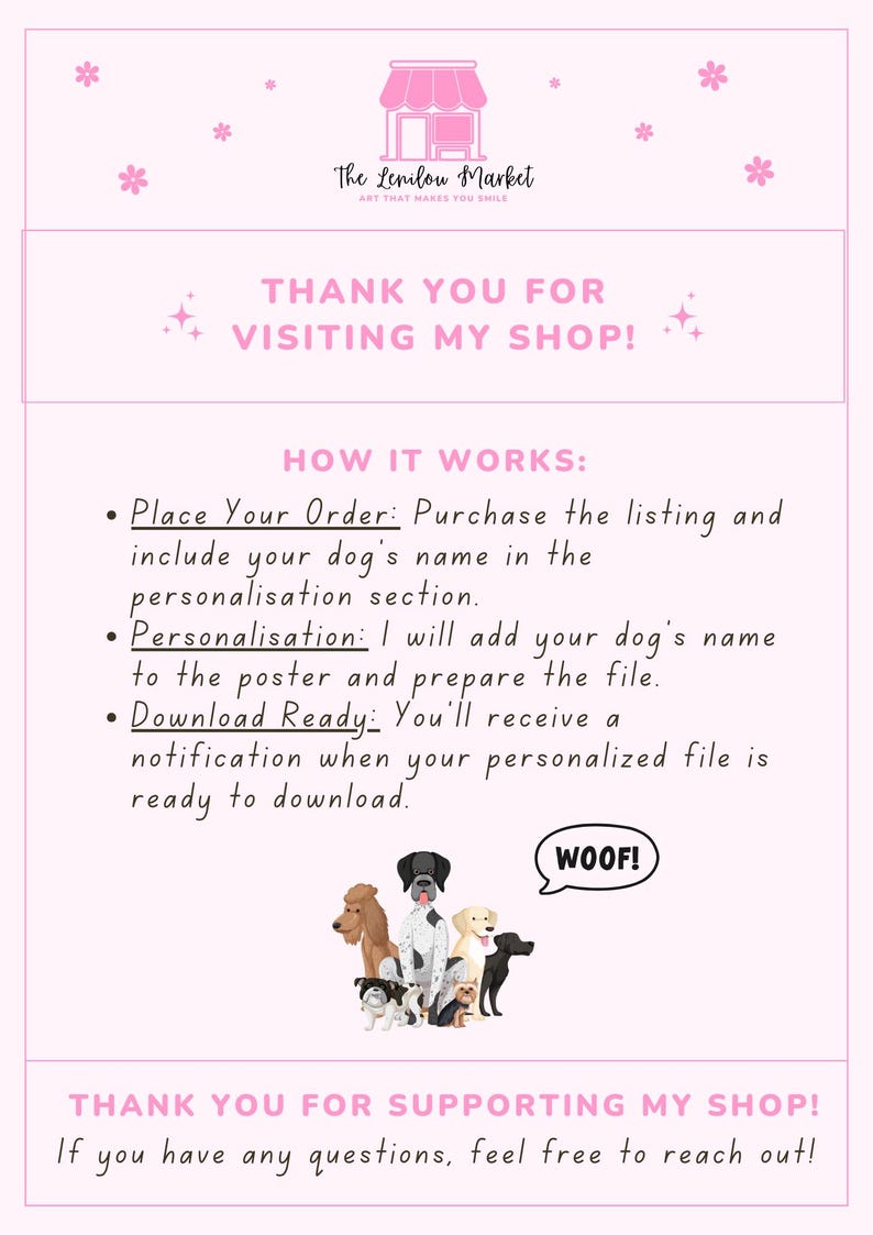 Personalised Dog House Rules Poster – Custom Funny Pet Wall Art – Add ...