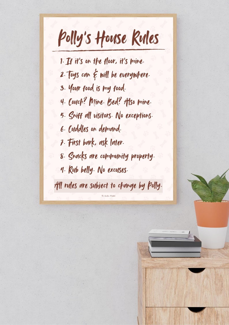 Personalised Dog House Rules Poster – Custom Funny Pet Wall Art – Add ...