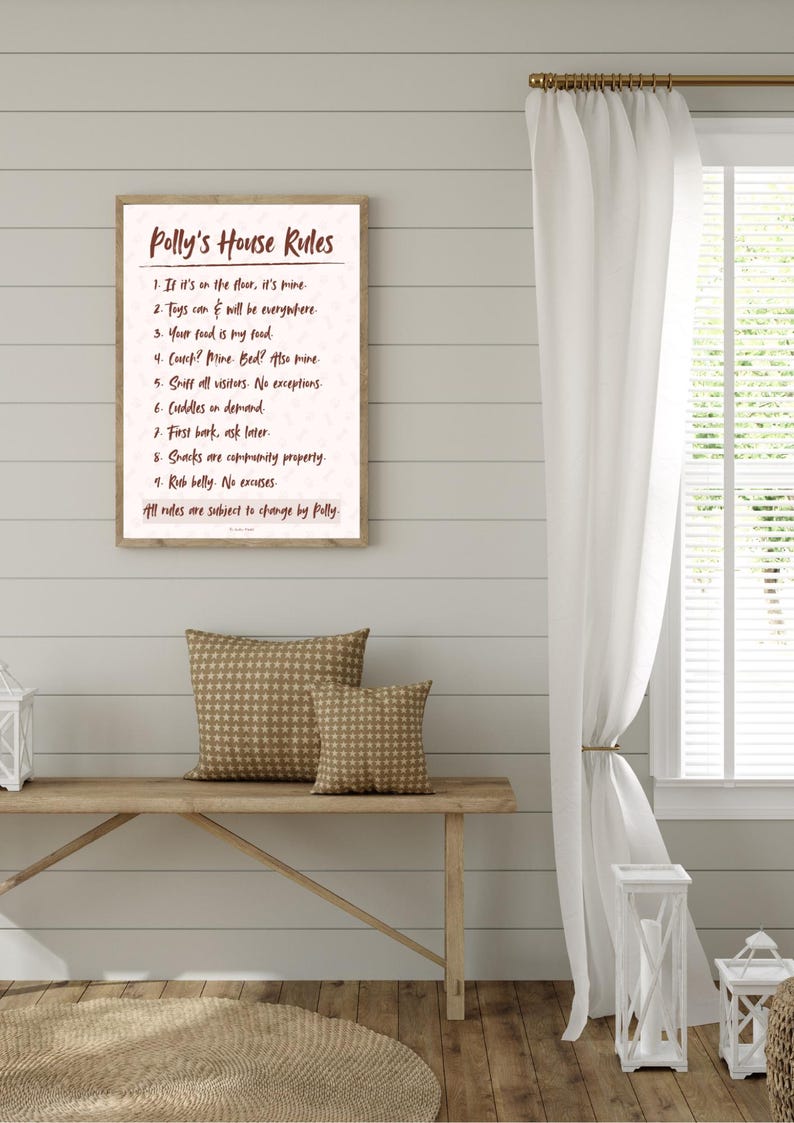 Personalised Dog House Rules Poster – Custom Funny Pet Wall Art – Add ...