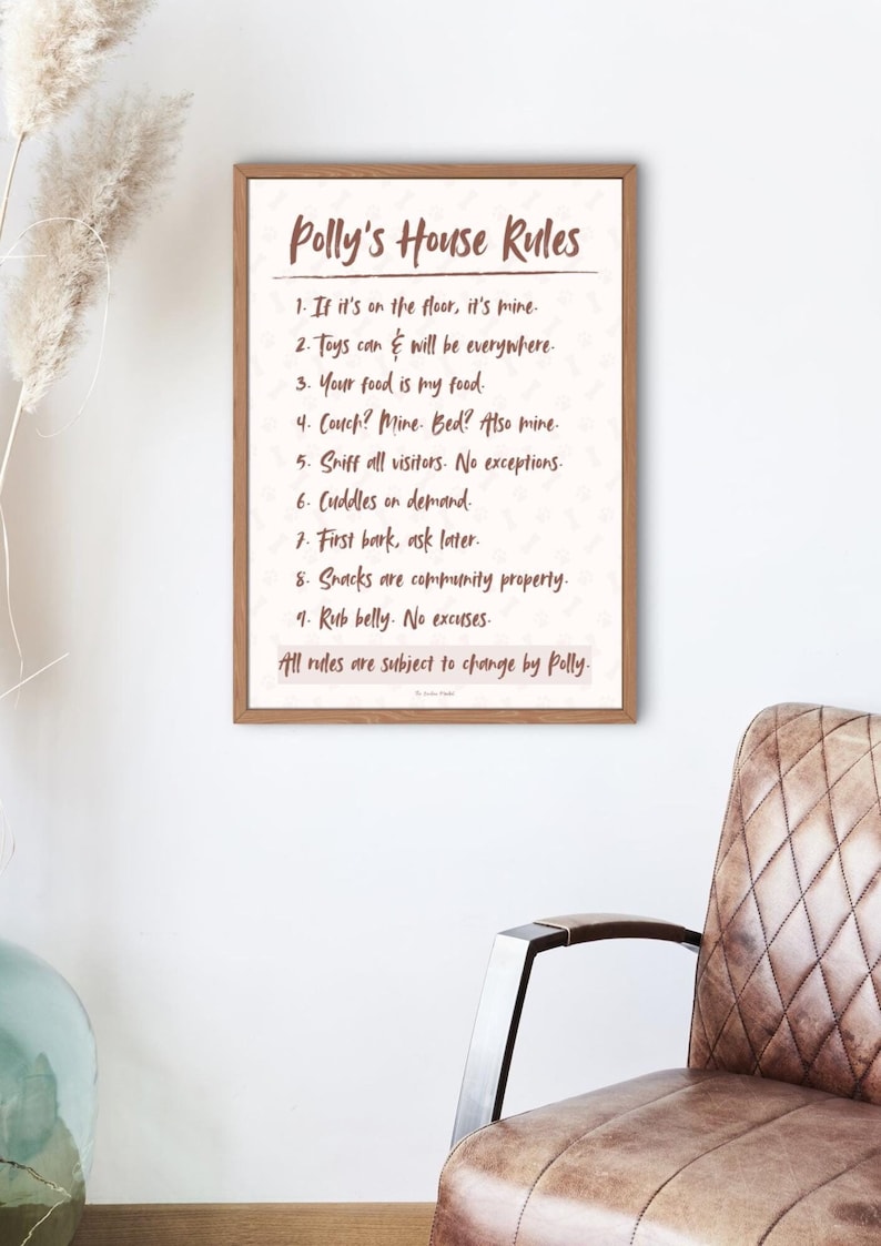 Personalised Dog House Rules Poster – Custom Funny Pet Wall Art – Add ...