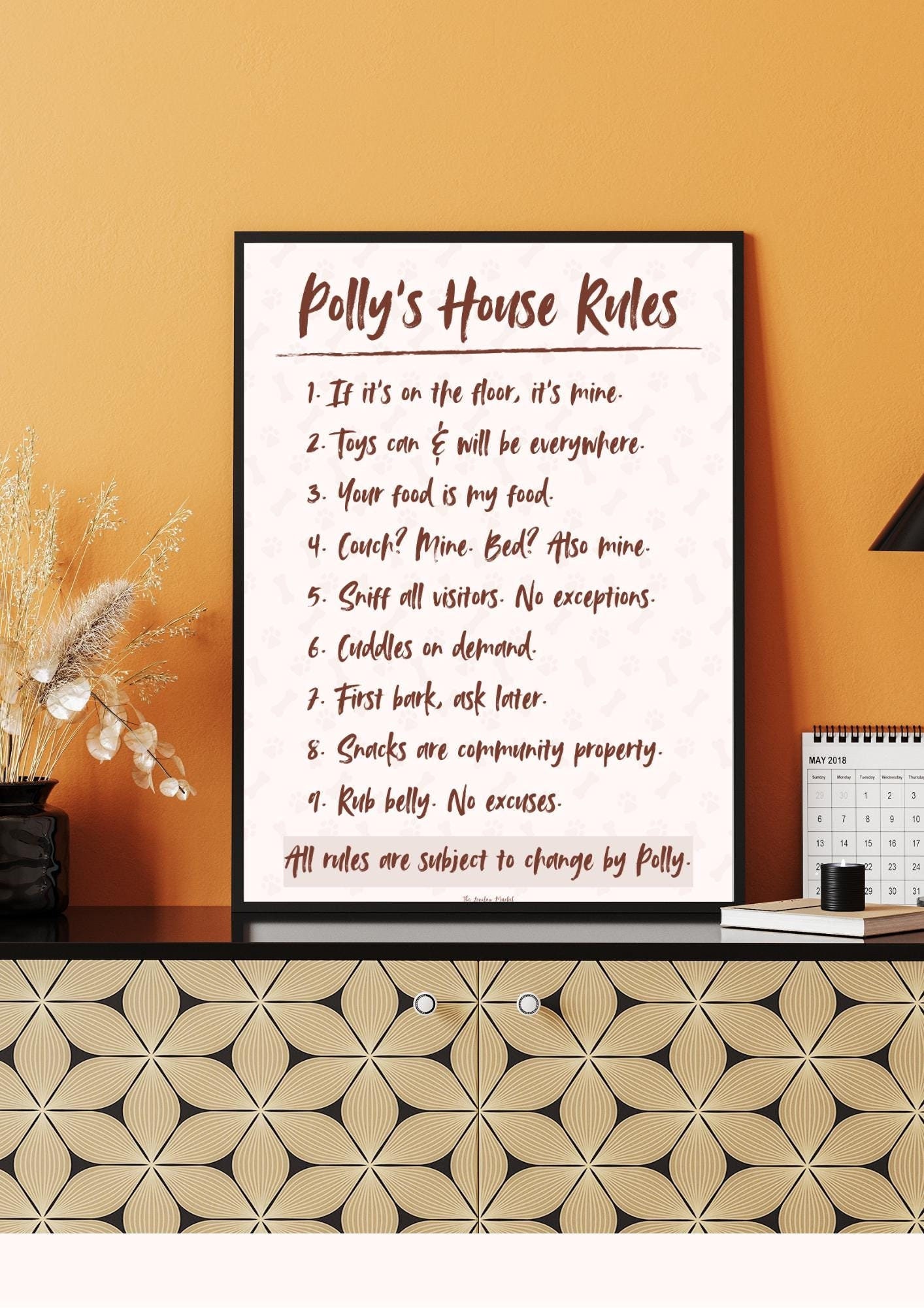 Personalised Dog House Rules Poster – Custom Funny Pet Wall Art – Add ...