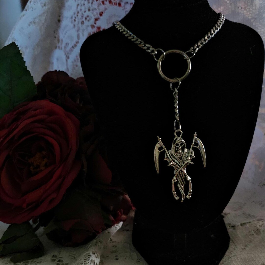 Grim Reaper Chain Necklace/ Chunky Chain Necklace/ Grim Reaper Necklace ...