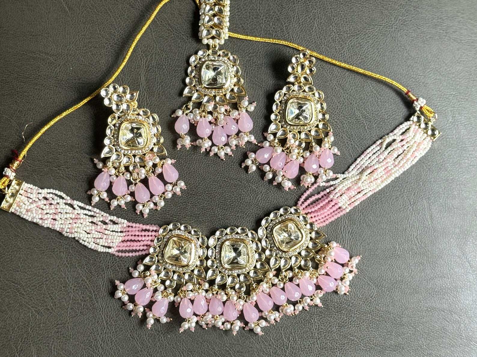Light Pink Necklace Set Indian Jewelry Baby Pink Choker Punjabi Jewelry ...