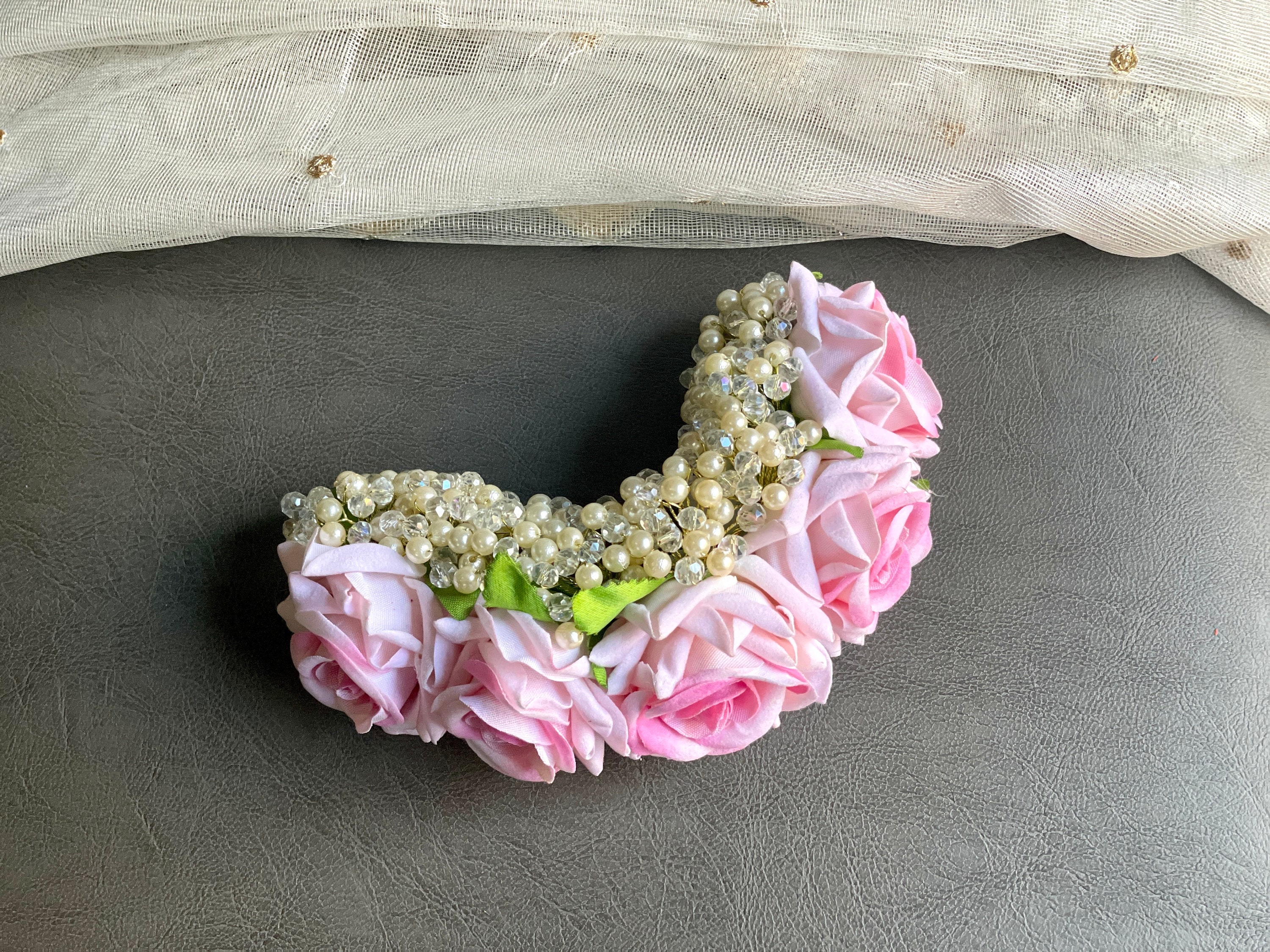 Pink Rose Gajra Artificial Gajra Mehendi Flowers Henna Hair Veni White ...