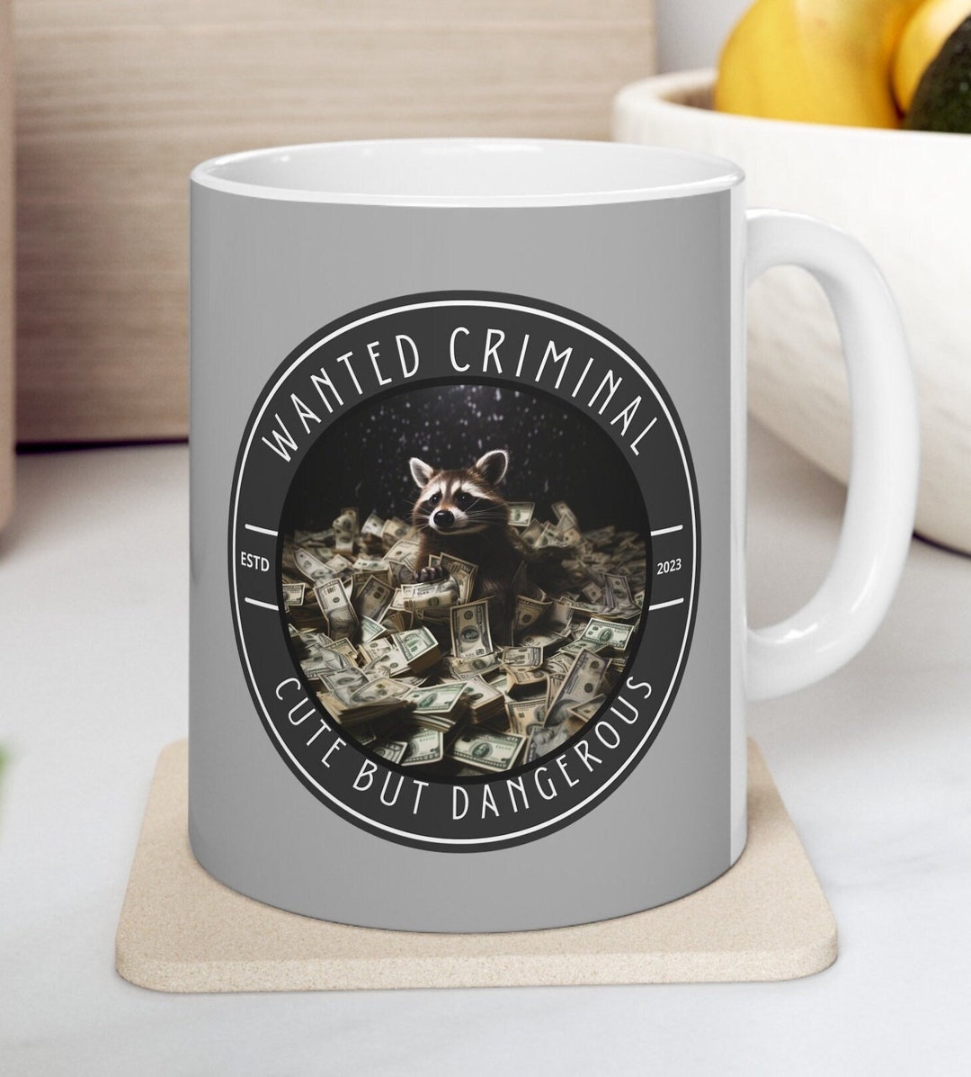 Raccoon Mug wanted Criminal Racoon Meme Mug Woodland - Etsy
