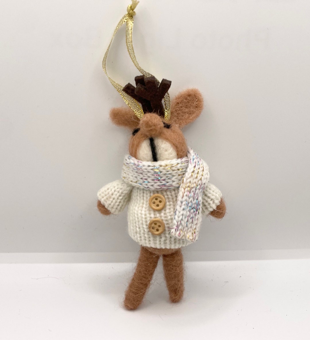 Handmade Wool Felt Mr Moose With Holiday Sweater and Scarf - Etsy