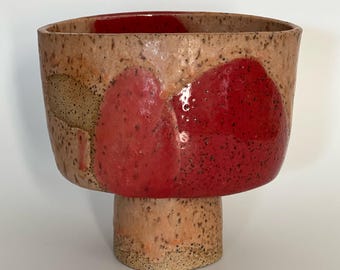 Hand Built Ceramic Pink Pedestal Bowl - Etsy