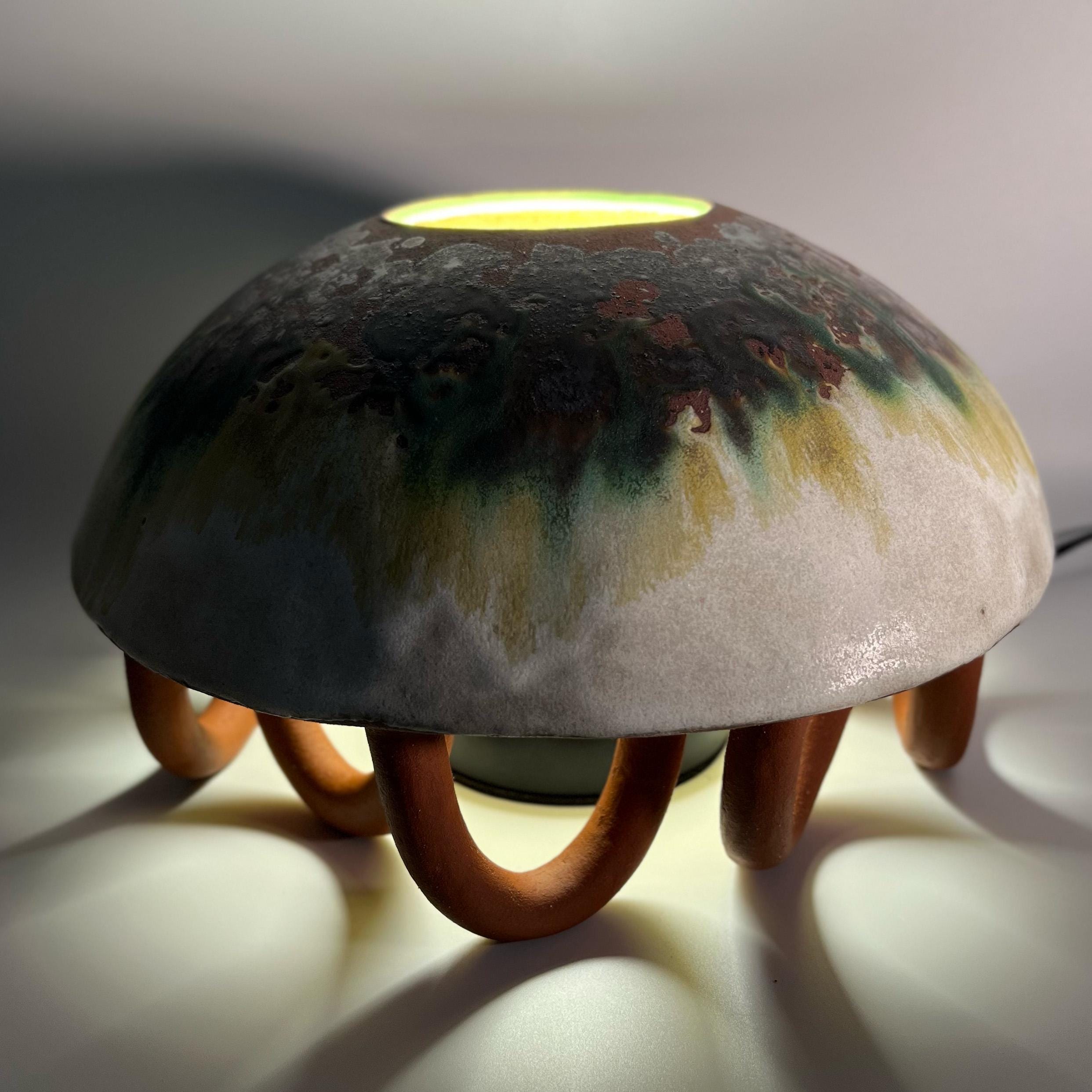 Hand Built Ceramic Tabletop Lamp - Etsy