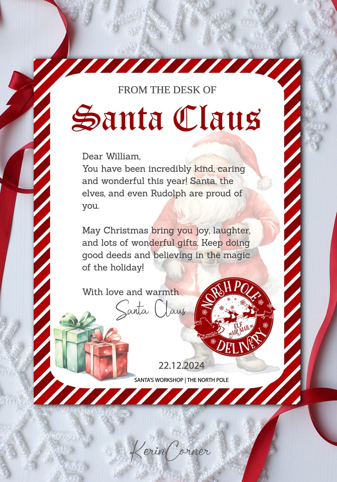 Letter From Santa Claus Printable Editable Official Letter From the ...