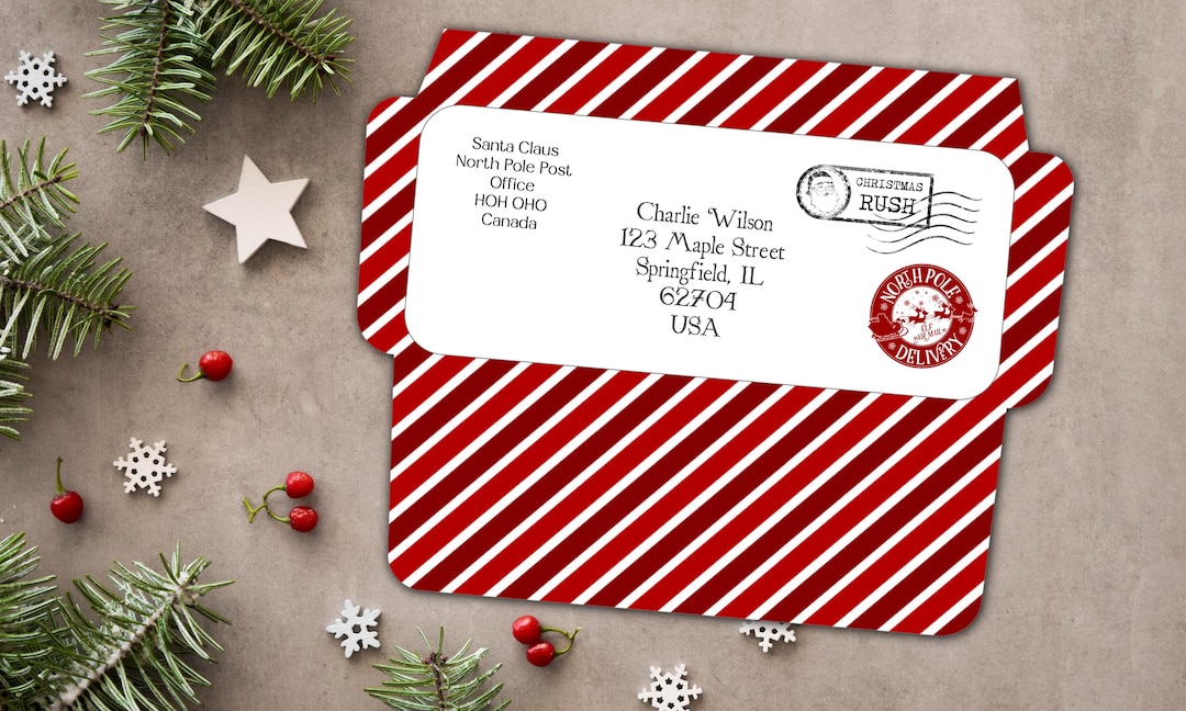 Printable Christmas Envelopes Letter to Santa Envelope Editable Santa ...