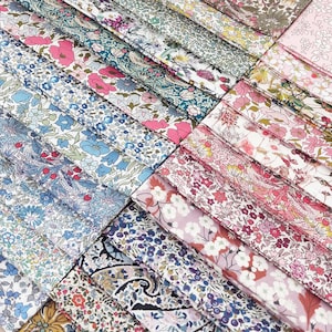Liberty Fabric Pack ~ Wild Flowers | Tana Lawn™ Cotton Quilting Patchwork Charm Bundle Blue Pink ...