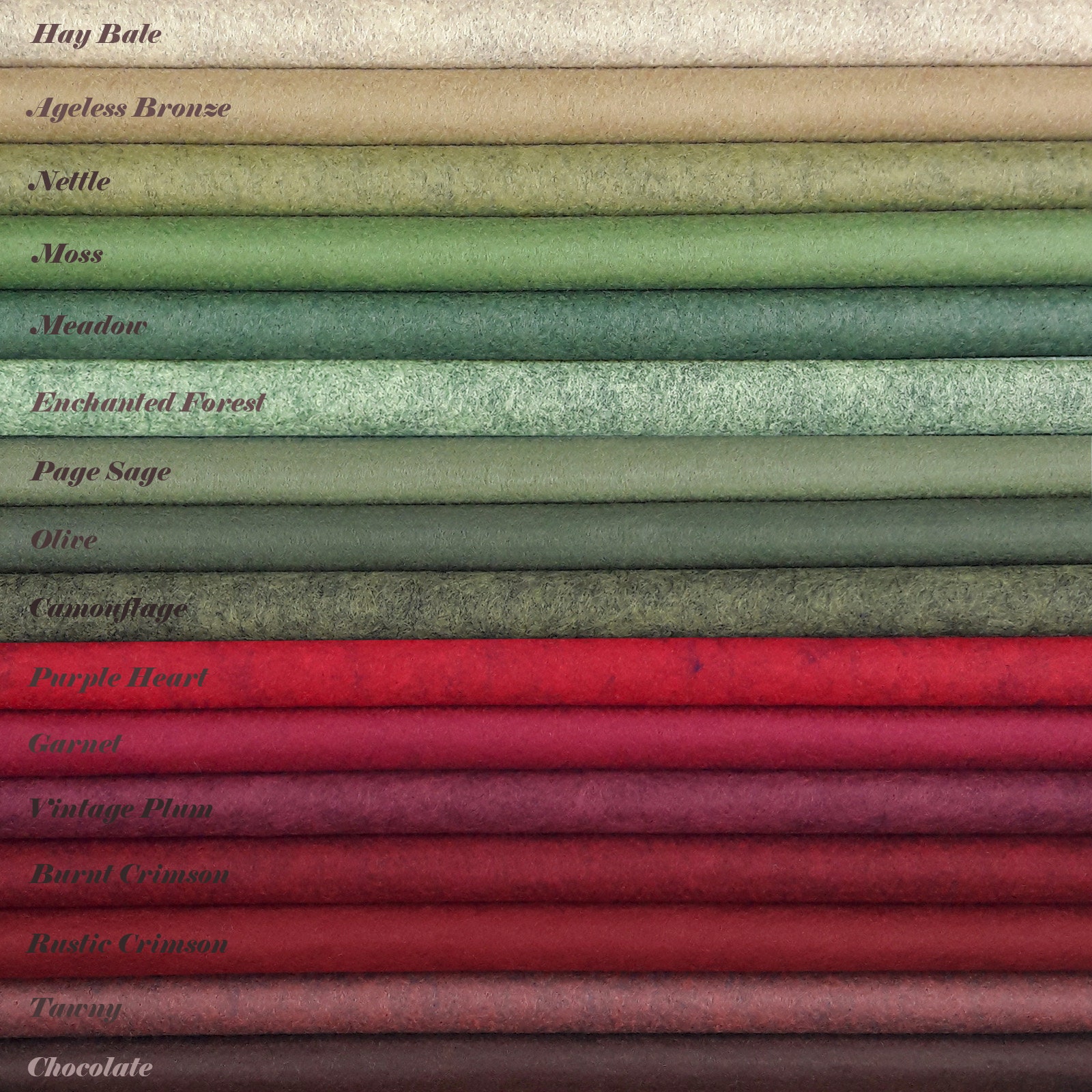 Billow Fabrics Wool Felt Pack ~ Hedgerow | Heathered Felt Bundle ...