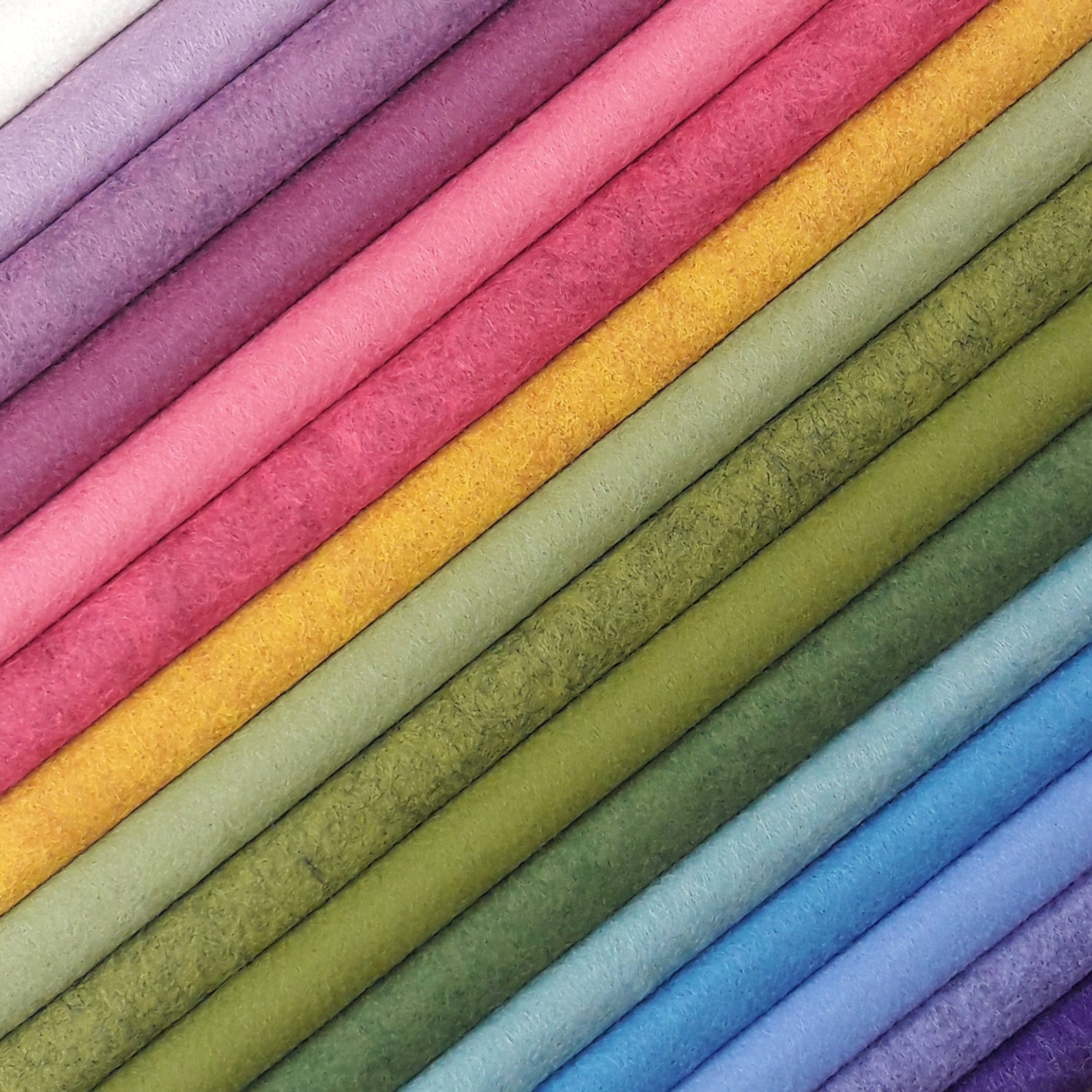 Billow Fabrics Wool Felt Pack ~ Meadow | Heathered Dark Pink Green Blue ...