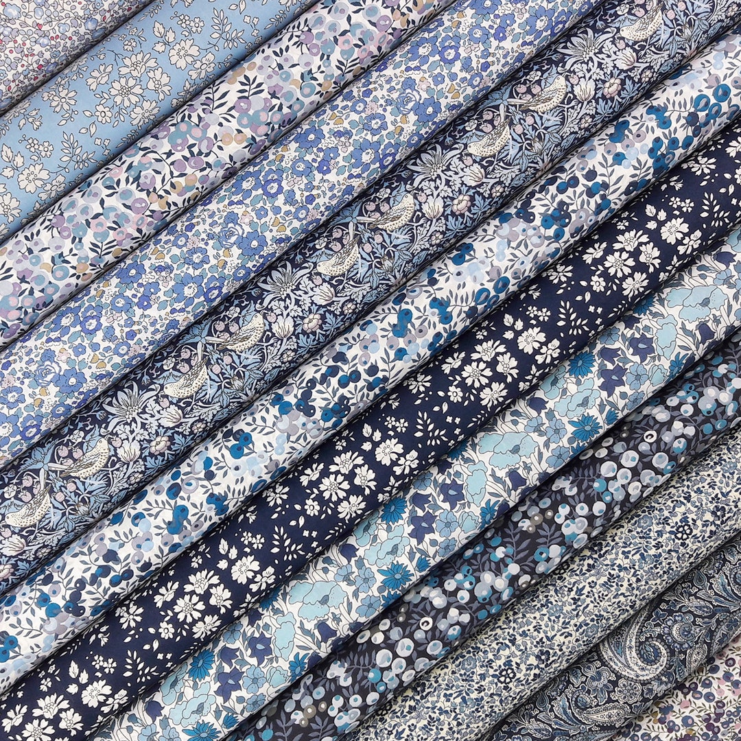 Liberty Fabric Pack ~ Delft Blue | Tana Lawn™ Quilting Cotton Charm Fat ...