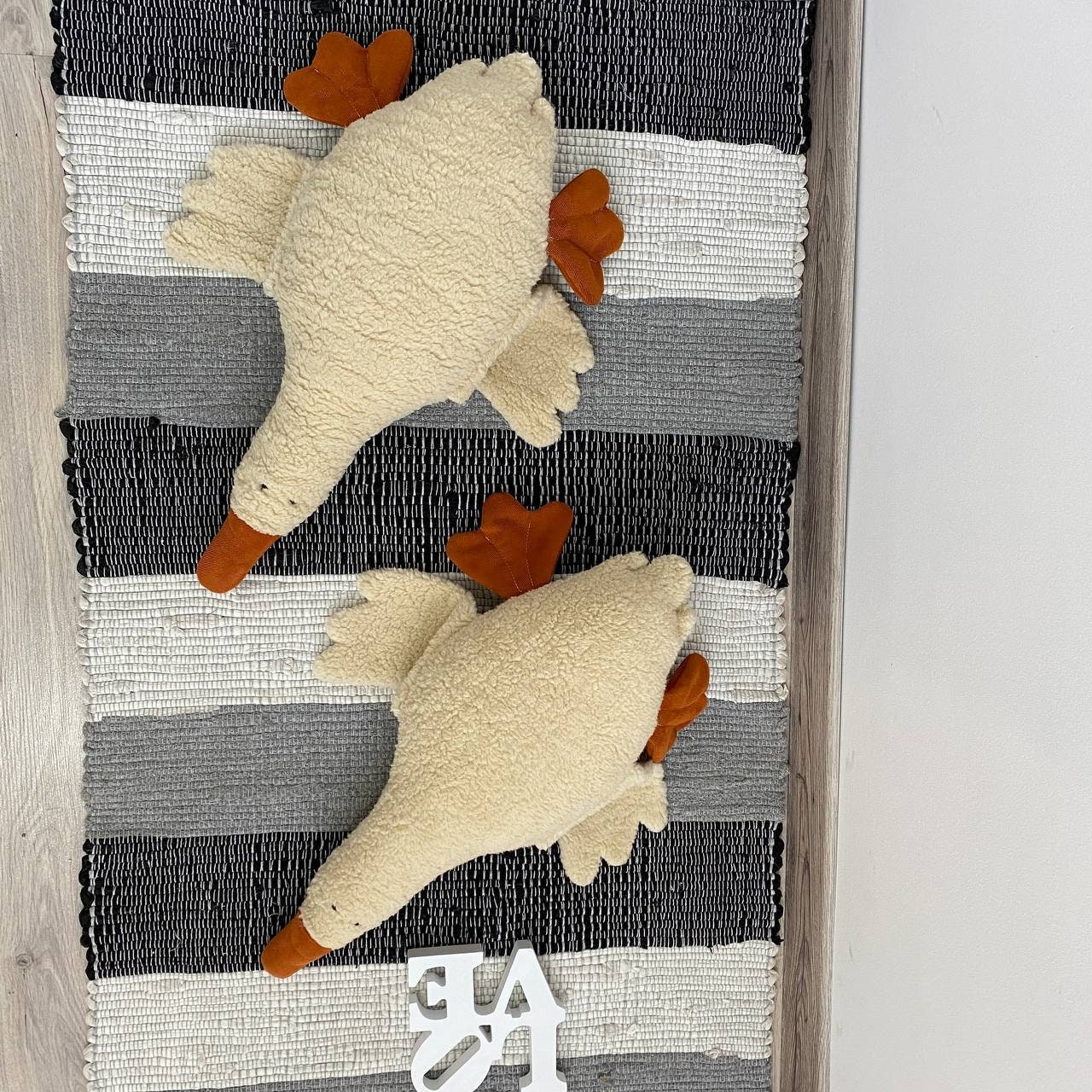 Personalized Goose Pillow, Duck Lovey, White Goose, Monogram Decorative ...