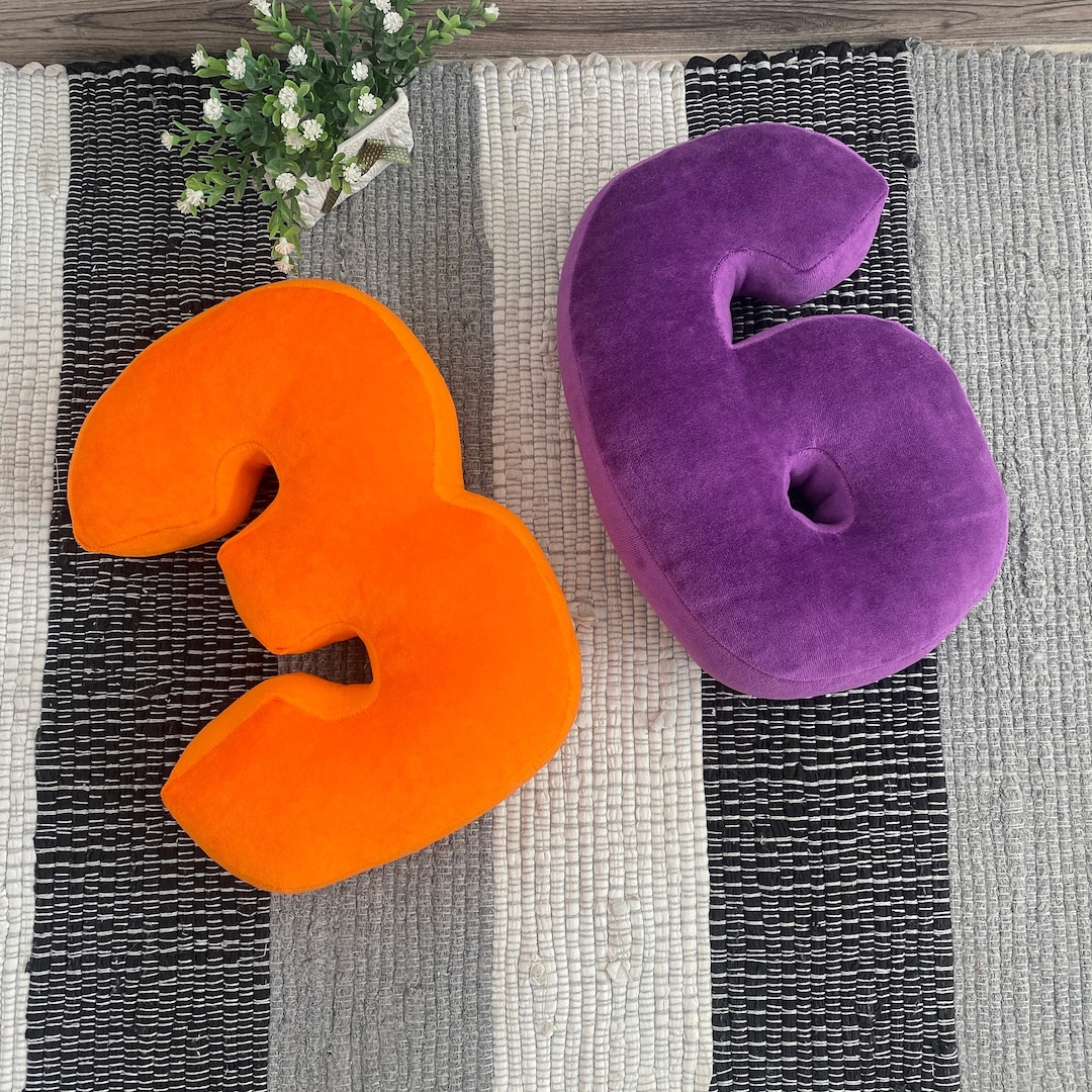Velour Number Pillow: Personalized Cotton Decor - Etsy
