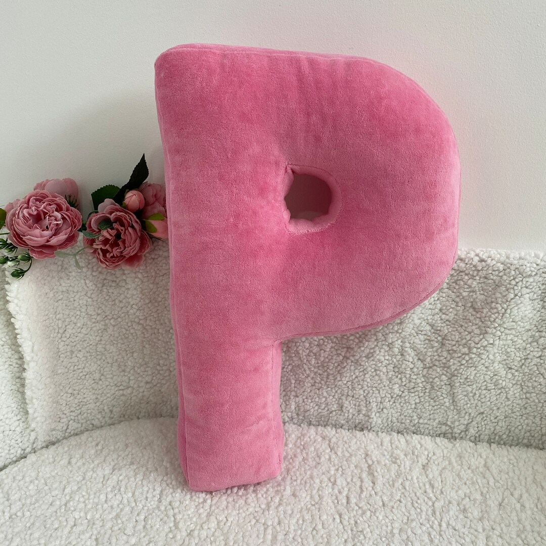 Pink Velour Letter Pillow: Personalized Monogram Cushion - Etsy