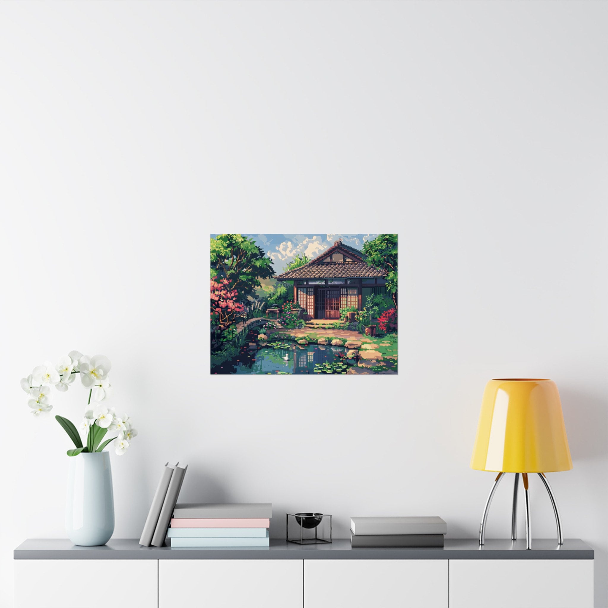 Serenity Garden Poster Pixel Art Traditional Eastern Homestead - Etsy