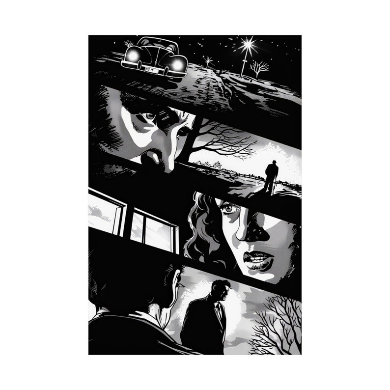 Noir Film Style Poster Dramatic Black and White Cinematic Art Poster - Etsy