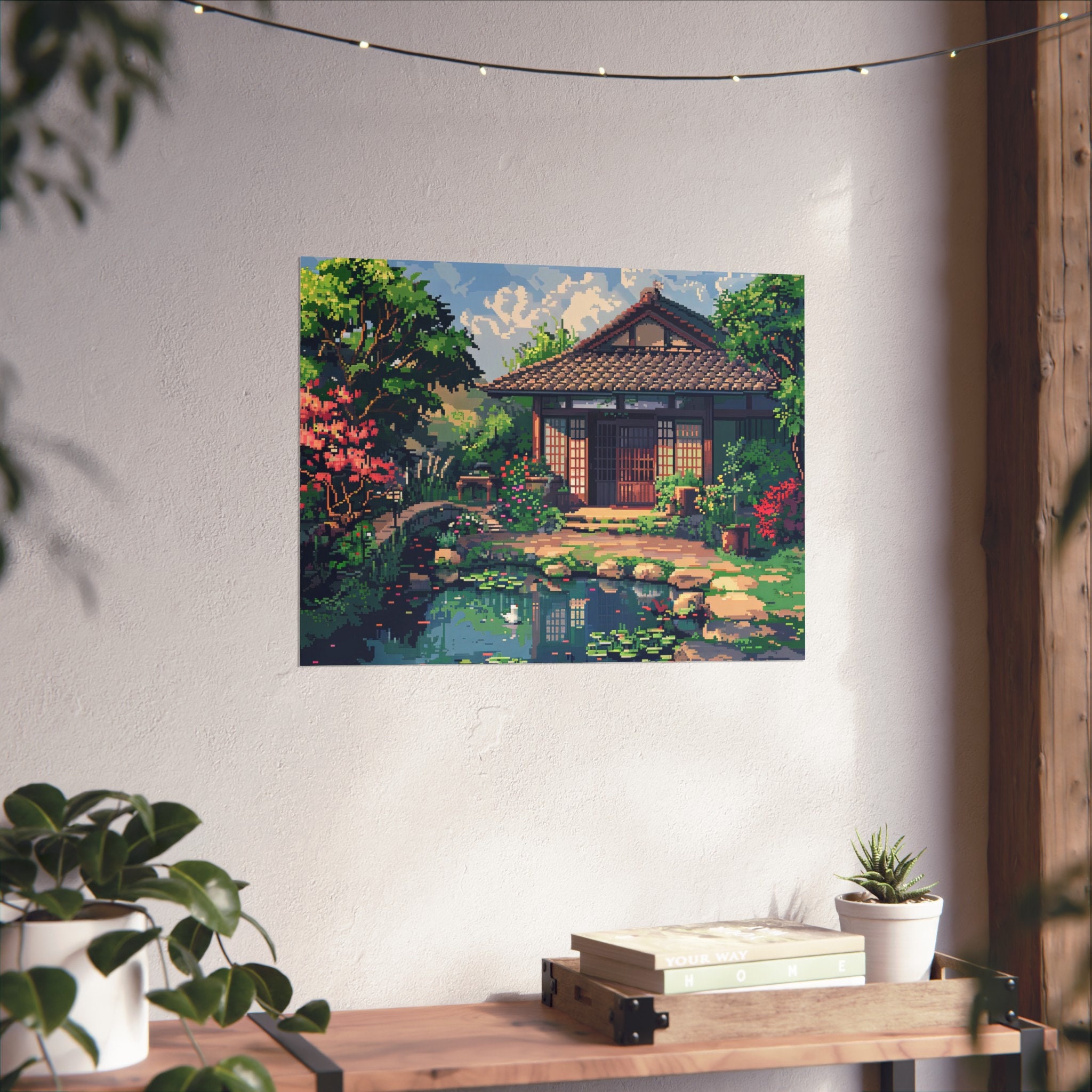 Serenity Garden Poster Pixel Art Traditional Eastern Homestead - Etsy