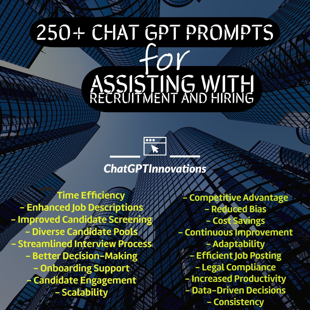 250+ Chat GPT Prompts for Assisting With Recruitment and Hiring - Etsy