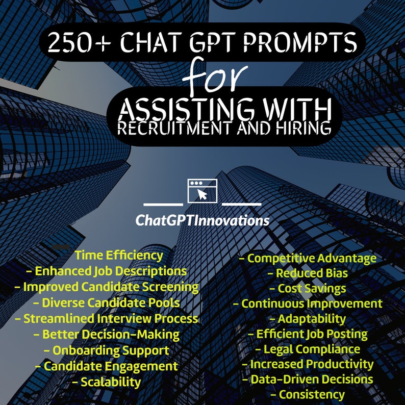 250+ Chat GPT Prompts for Assisting With Recruitment and Hiring - Etsy