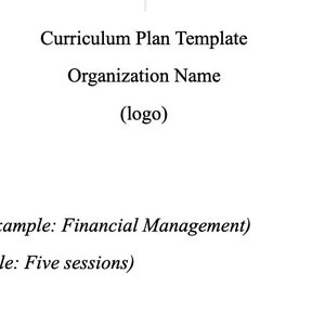 Curriculum Plan Template - Etsy
