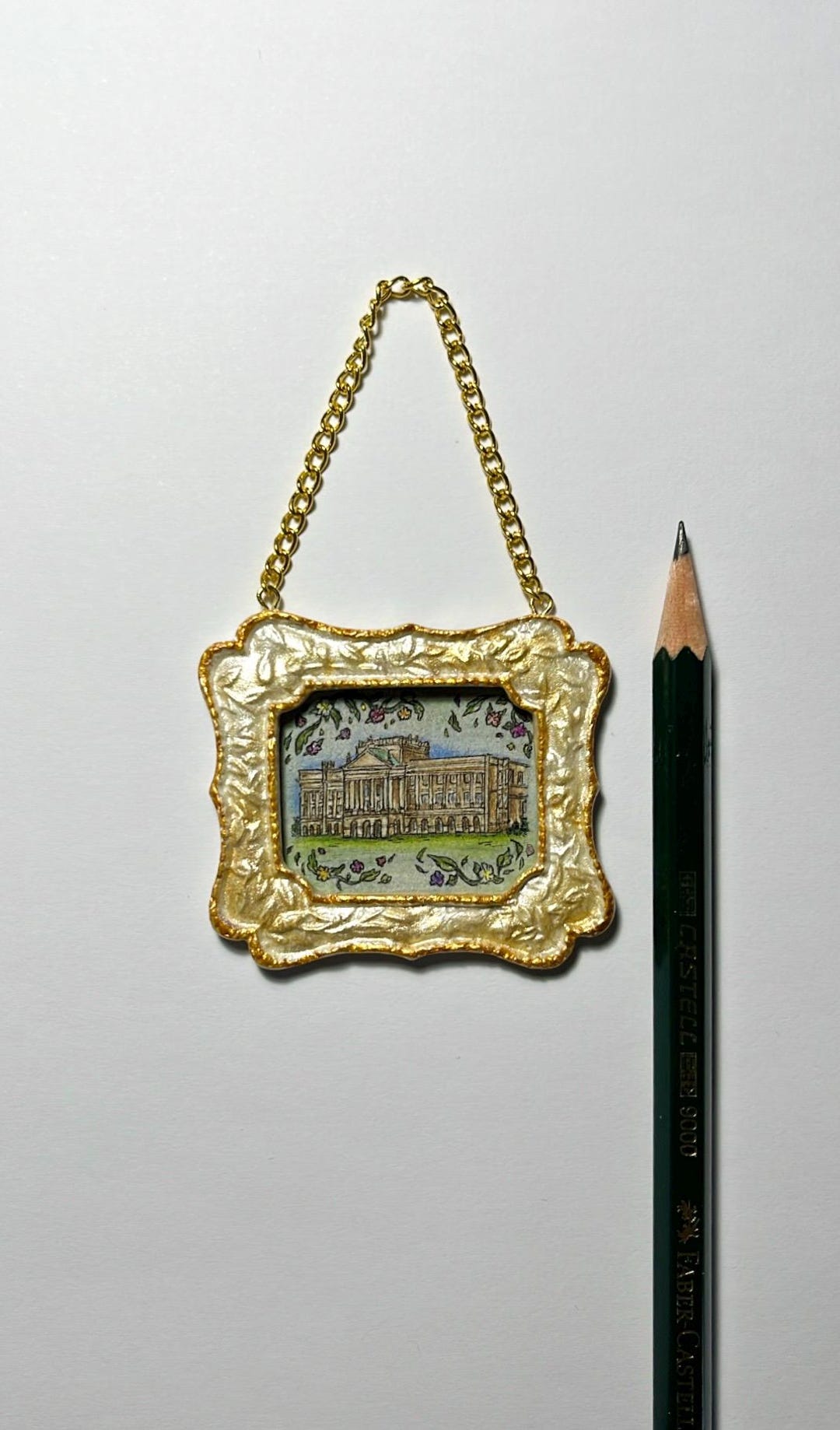 Pemberley in Spring - Miniature Hanging Illustration in Frame, Mini Art ...