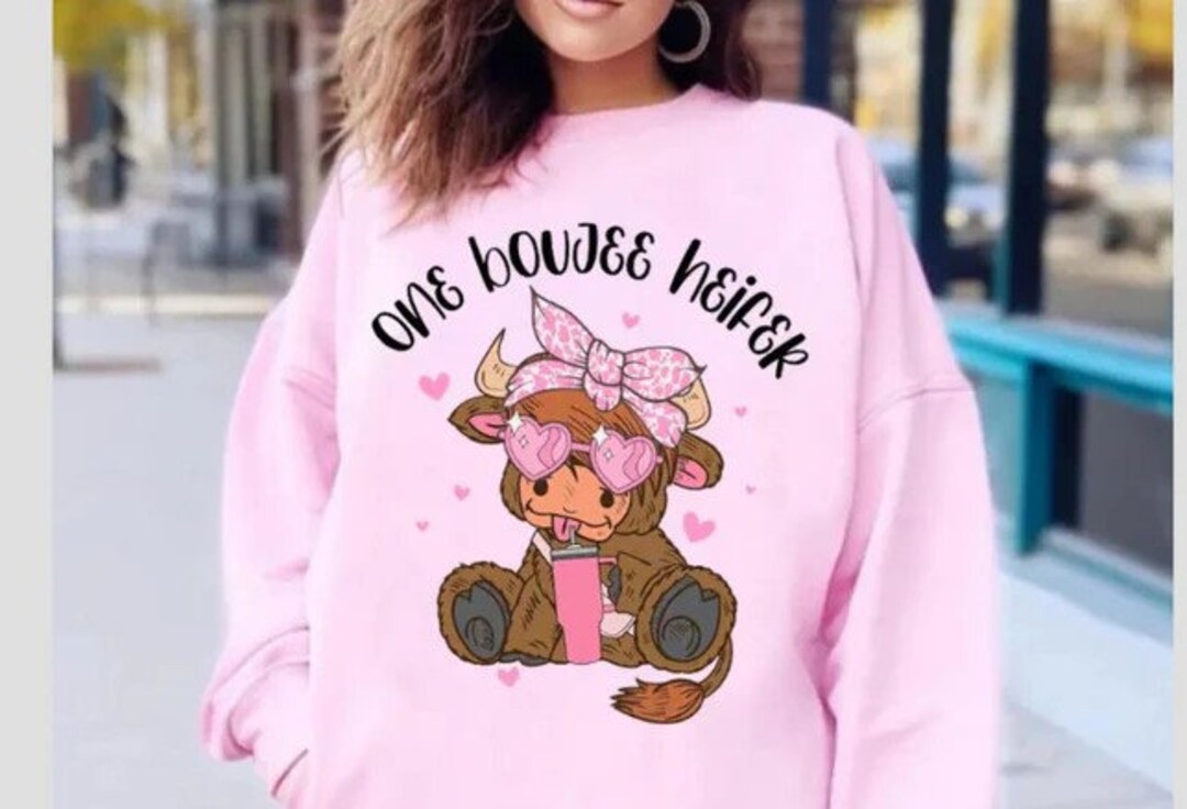 Boujee Heifer, Ready to Press, Ready to Ship, Cow, Valentines Day, Pink ...