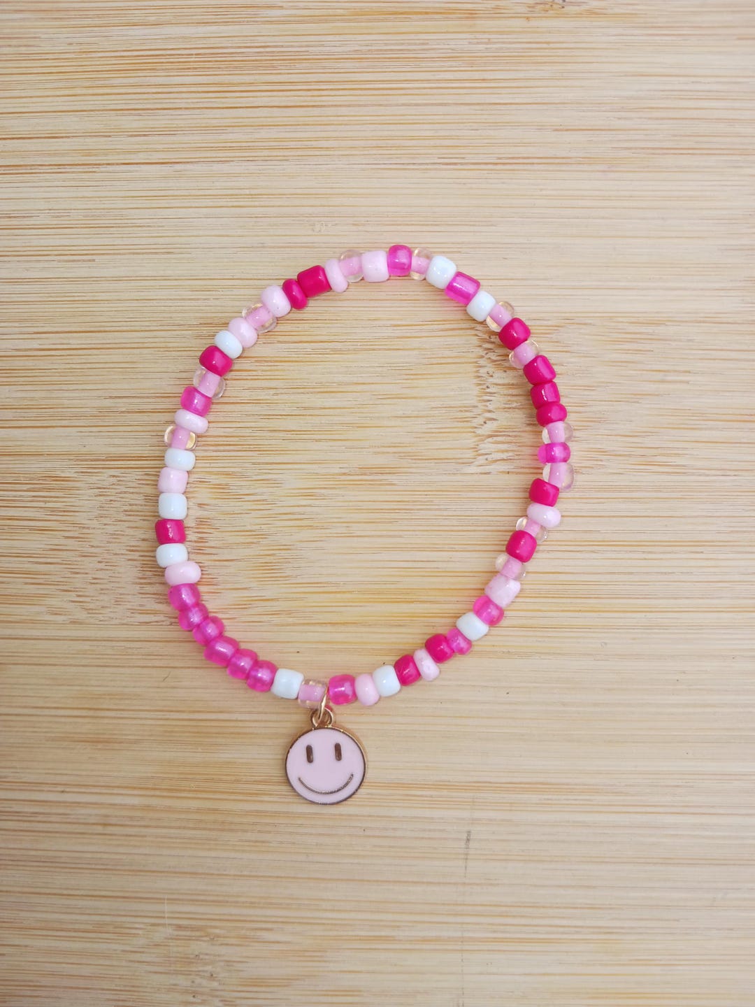 Happy Face Charmed Seed Bead Bracelet - Etsy