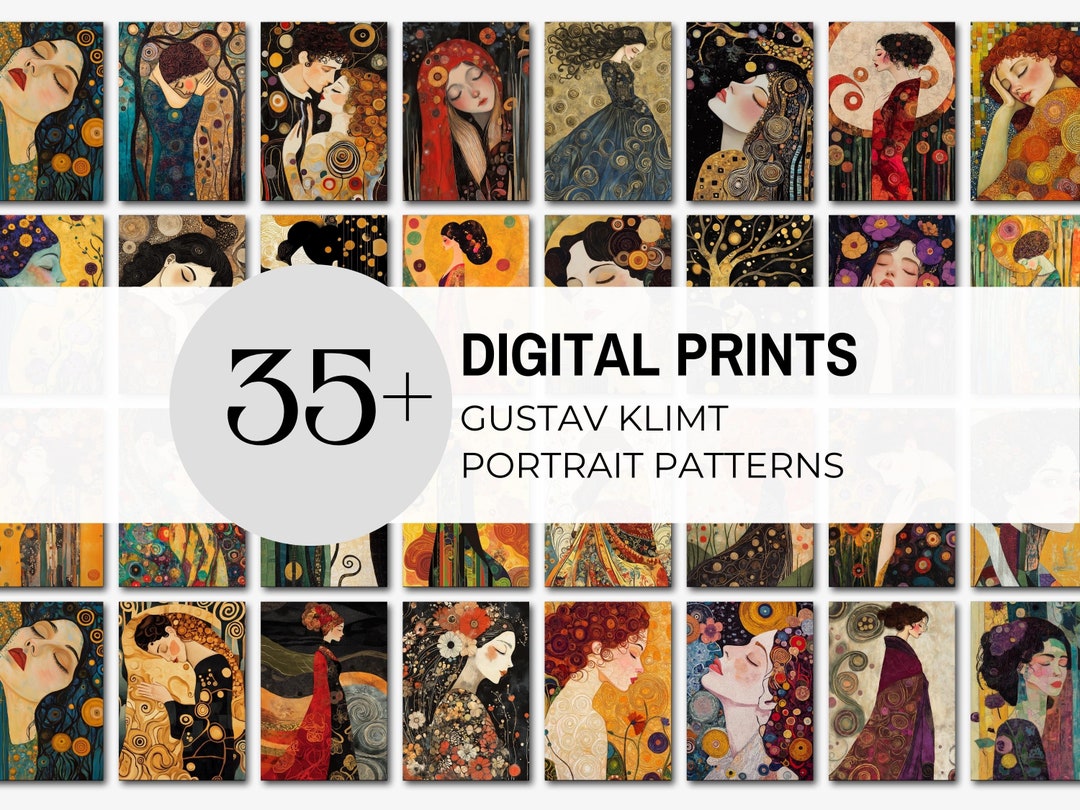 35+ Gustav Klimt Art Style | Colorful Woman Portraits | Kiss | Digital ...