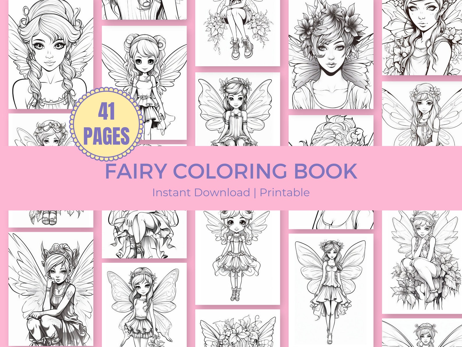 Printable Fairy Coloring Book | Magical Coloring Pages for Kids and ...
