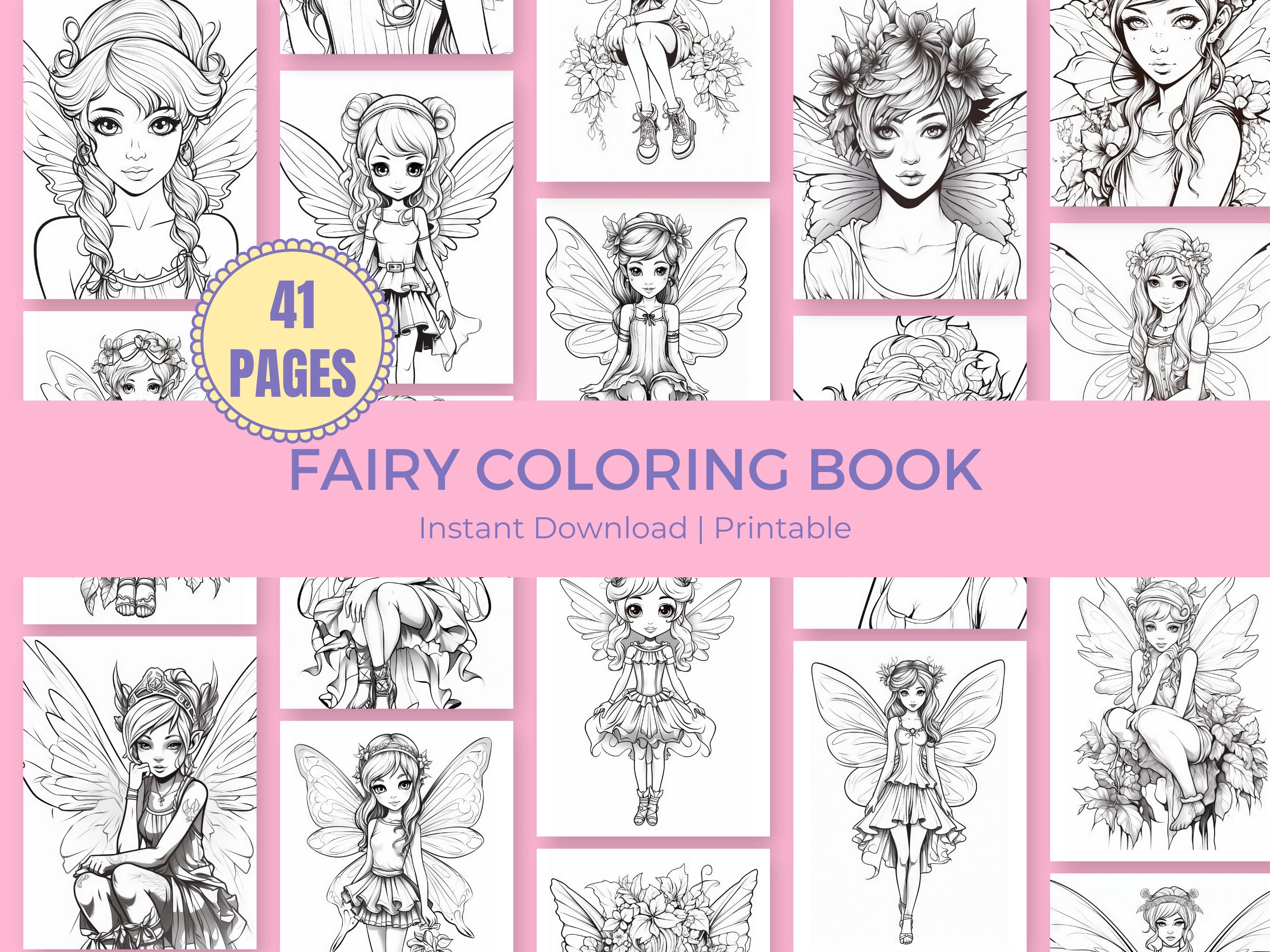 Printable Fairy Coloring Book | Magical Coloring Pages for Kids and ...