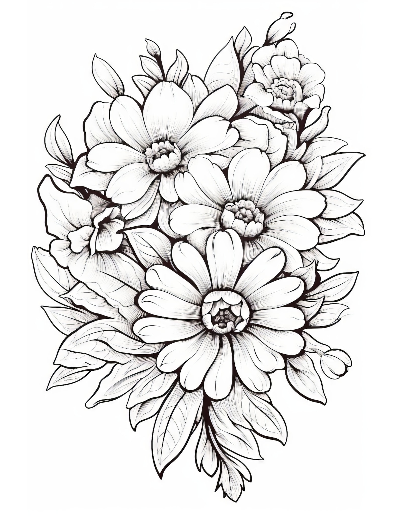 70+ Printable Flowers Coloring Book | Flower Coloring Sheets | Floral ...