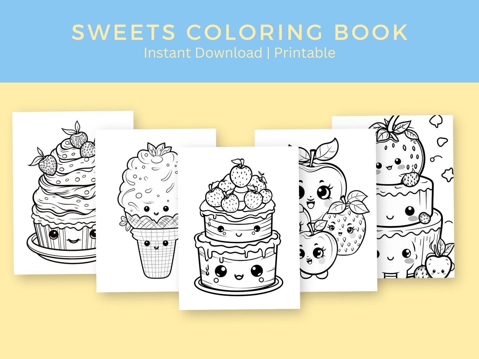 70+ Printable Cute Dessert/sweets Coloring Pages | Printable Sweets and ...