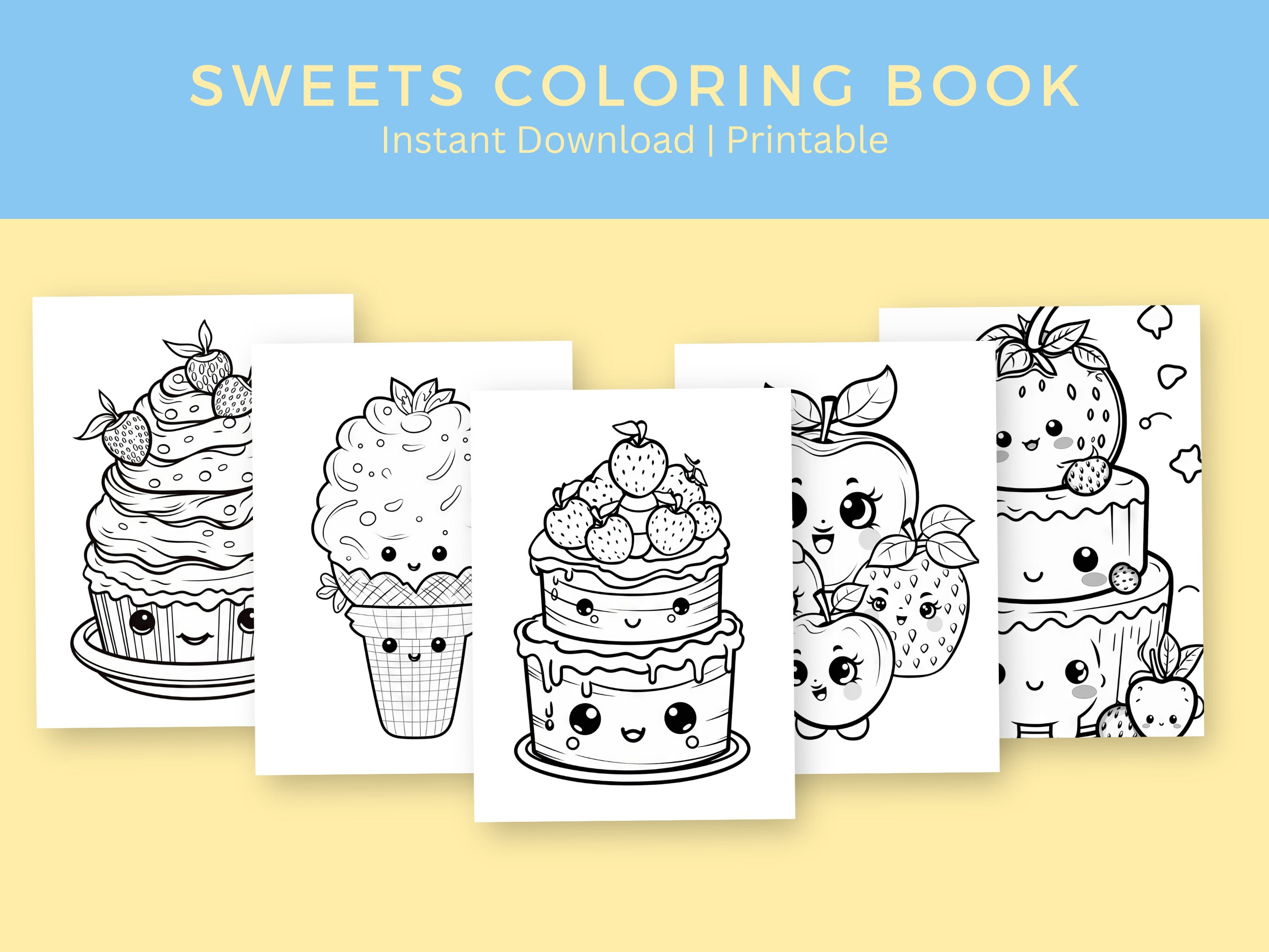 70+ Printable Cute Dessert/sweets Coloring Pages | Printable Sweets and ...